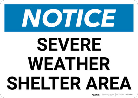Notice: Severe Weather Shelter Area Landscape | Creative Safety Supply
