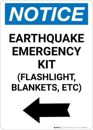 Notice: Earthquake Emergency Kit - Flashlight/Blankets/ect - Left Arrow ...