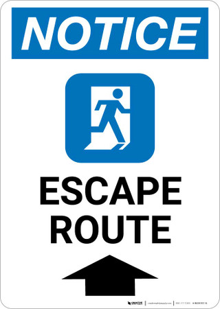 Notice: Escape Route Up Arrow with Icon Portrait