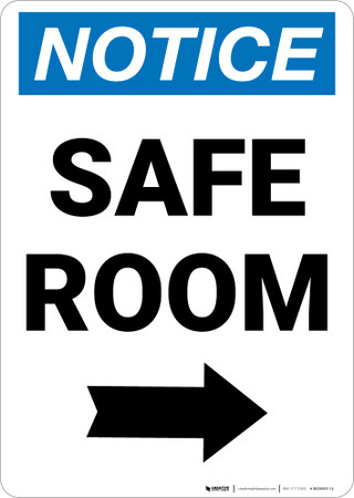 Notice: Safe Room Right Arrow Portrait