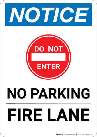 Notice: Do Not Enter - No Parking - Fire Lane with Icon Portrait