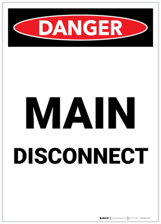 Danger: Main Disconnect Portrait - Label