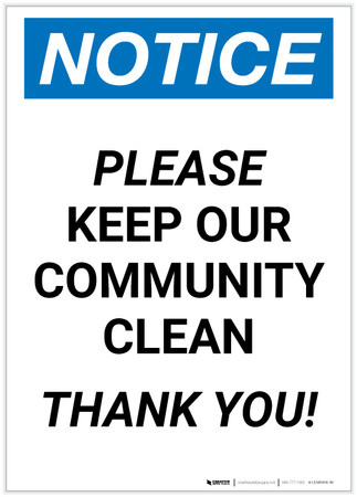 Notice: Please Keep Our Community Clean Portrait - Label