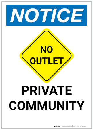 Notice: Private Community with No Outlet Icon Portrait - Label
