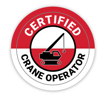 Certified Crane Operator with Icon - Hard Hat Sticker