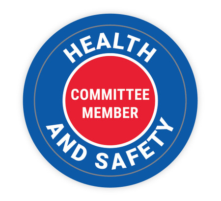 Health and Safety Committee Member with Red and Blue - Hard Hat Sticker