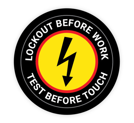 Lockout Before Work - Test Before Touch - Hard Hat Sticker