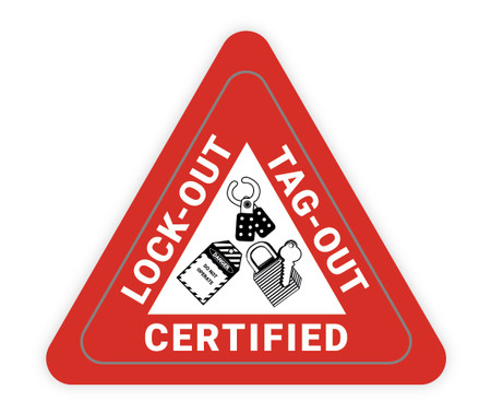Lock-Out Tag-Out Certified Triangle - Hard Hat Sticker