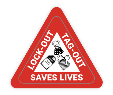 Lock-Out Tag-Out Saves Lives Triangle - Hard Hat Sticker