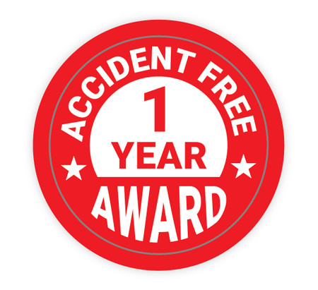 Accident Free 1 Year Award - Hard Hat Sticker | Creative Safety Supply