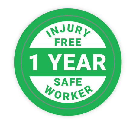Injury Free Safe Worker 1 Year - Hard Hat Sticker
