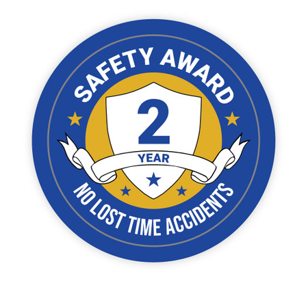 2 Year Safety Award - No Lost Time Accidents - Hard Hat Sticker