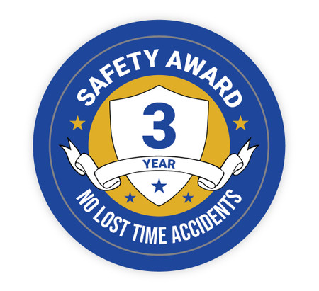 3 Year Safety Award No Lost Time Accidents Hard Hat Sticker