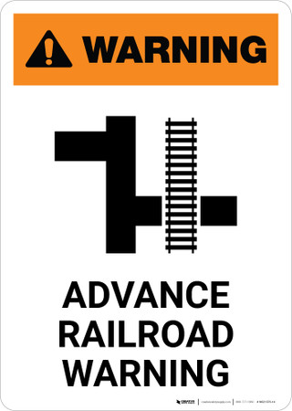 Warning: Advance Railroad Warning ANSI Portrait - Wall Sign