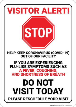 Coronavirus Visitor Alert - Do Not Visit Today - Wall Sign | Creative ...