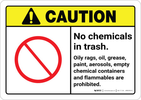 Caution: No Chemicals in Trash ANSI Landscape