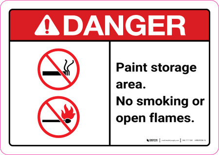 Danger: Paint Storage Area - No Smoking or Open Flames ANSI Landscape ...