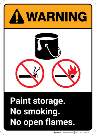 Warning: Paint Storage - No Smoking/Open Flames ANSI Portrait ...