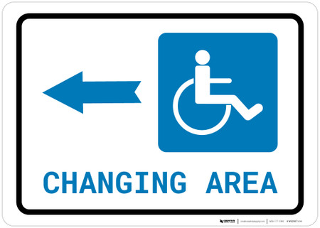 ADA Accessible Changing Area Left Arrow with Icon Landscape - Wall Sign