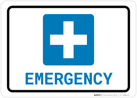 Emergency with Icon Landscape - Wall Sign