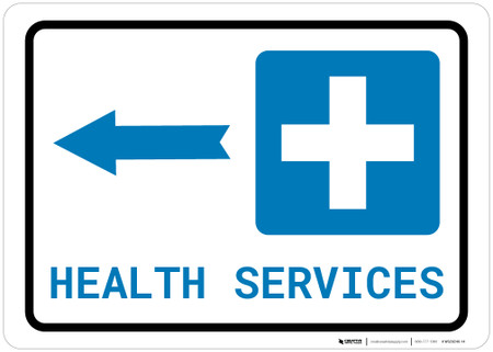 Health Services Left Arrow with Icon Landscape - Wall Sign