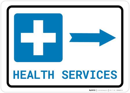 Health Services Right Arrow with Icon Landscape - Wall Sign