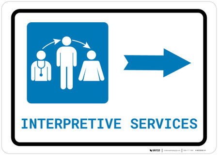 Interpretive Services Right Arrow with Icon Landscape - Wall Sign