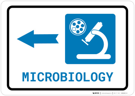 Microbiology Left Arrow with Icon Landscape - Wall Sign