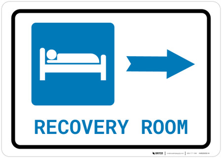 Recovery Room Right Arrow with Icon Landscape - Wall Sign