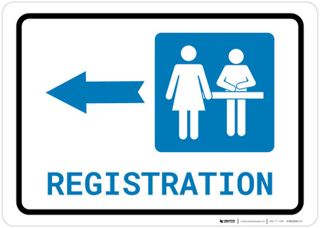 Registration Left Arrow with Icon Landscape - Wall Sign