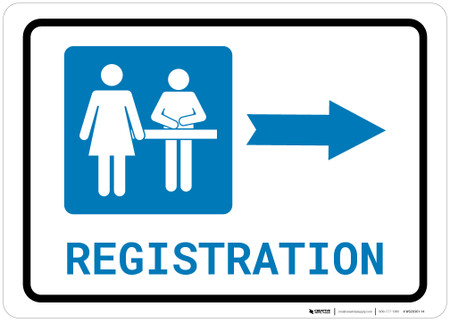 Registration Right Arrow with Icon Landscape - Wall Sign