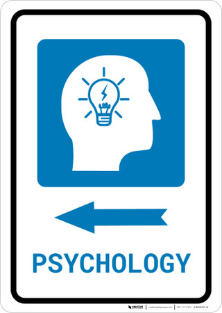 Psychology Left Arrow with Icon Portrait - Wall Sign