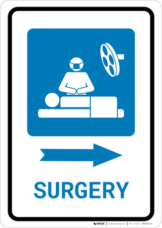Surgery Right Arrow with Icon Portrait - Wall Sign
