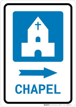 Chapel Right Arrow with Icon Portrait - Wall Sign