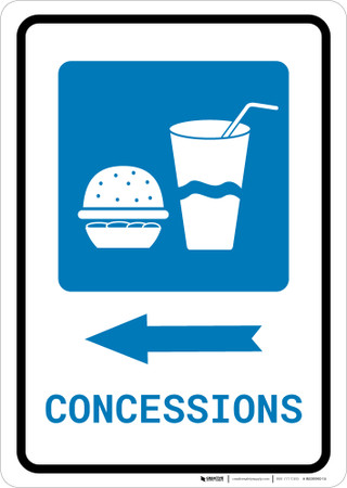 Concessions Left Arrow with Icon Portrait - Wall Sign | Creative Safety ...