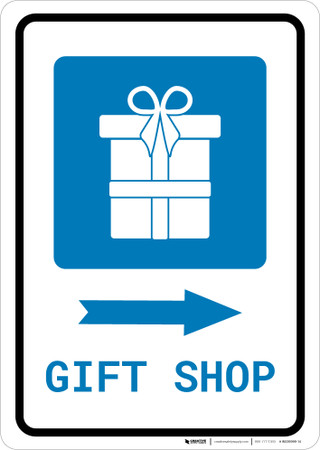 Gift Shop Right Arrow with Icon Portrait - Wall Sign