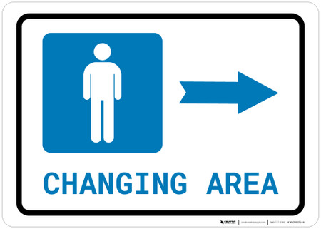 Mens Changing Area Right Arrow with Icon Landscape - Wall Sign