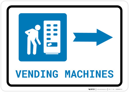 Vending Machines Right Arrow with Icon Landscape - Wall Sign