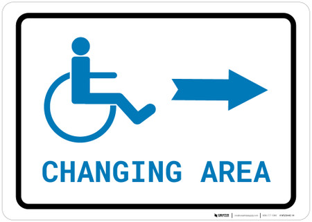 ADA Accessible Changing Area Right Arrow with Icon Landscape v2 - Wall Sign