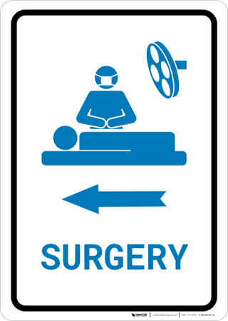 Surgery Left Arrow with Icon Portrait v2 - Wall Sign