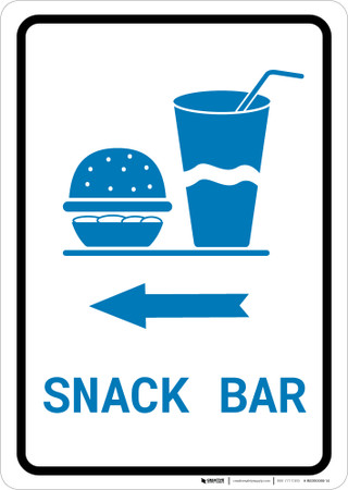 Snack Bar Left Arrow with Icon Portrait - Wall Sign