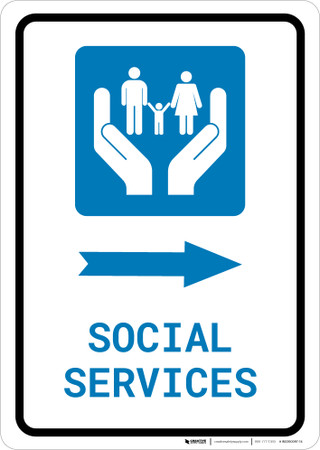 Social Services Right Arrow with Icon Portrait v2 - Wall Sign