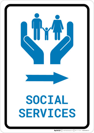 Social Services Right Arrow with Icon Portrait - Wall Sign