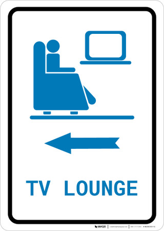 Tv Lounge Left Arrow with Icon Portrait - Wall Sign