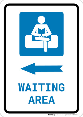 Waiting Area Left Arrow with Icon Portrait v2 - Wall Sign