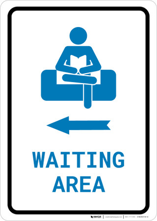 Waiting Area Left Arrow with Icon Portrait - Wall Sign