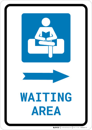 Waiting Area Right Arrow with Icon Portrait v2 - Wall Sign