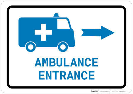 Ambulance Entrance Right Arrow with Icon Landscape v2 - Wall Sign