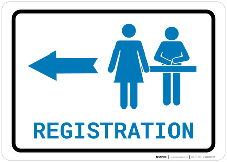 Registration Left Arrow with Icon Landscape v2 - Wall Sign