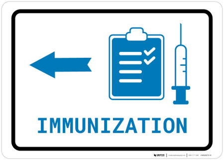 Immunization Left Arrow with Icon Landscape v2 - Wall Sign